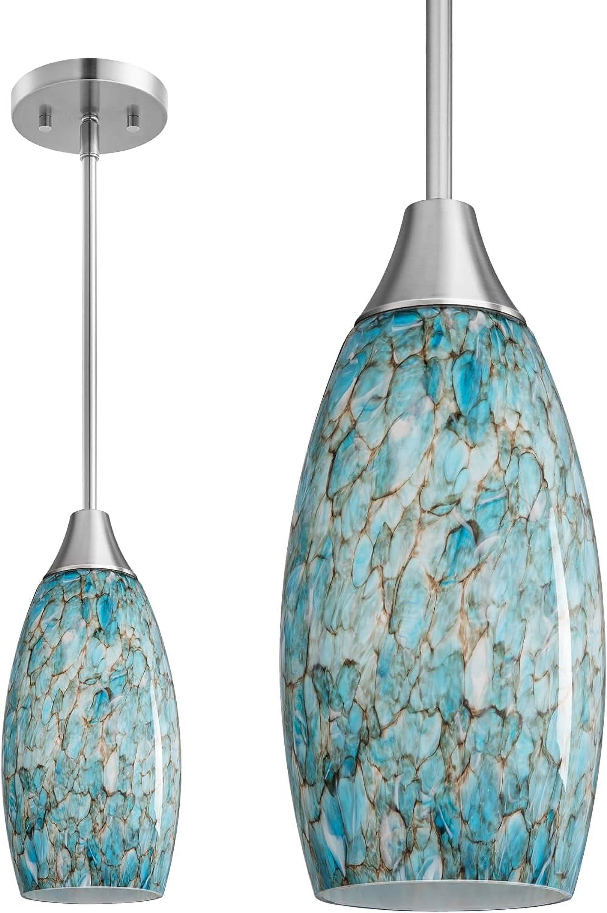 Pendant Light, Hand Blown Hanging Light Fixture, Adjustable Brushed ...