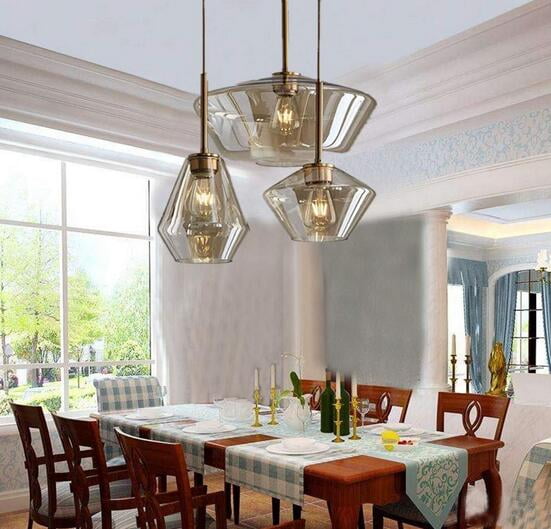 Pendant Lighting Glass Triple Hanging Pendant Light Fixture Glass ...