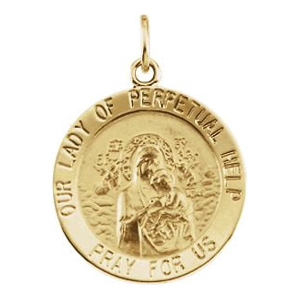 Pendant Necklace 14k Yellow Gold 15mm Polished Round Our Lady Of ...