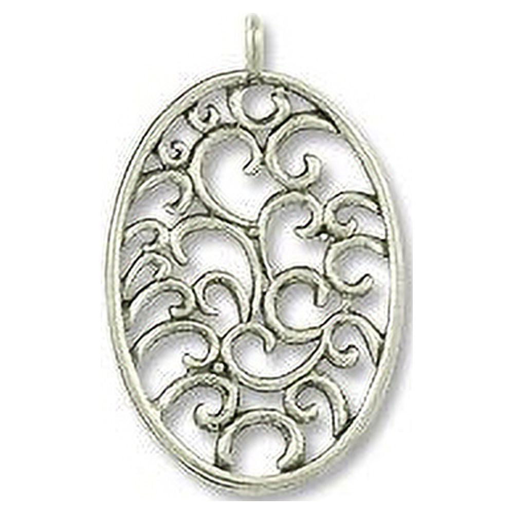 Pendant | Oval Filigree Scroll 39x25mm Pewter A.S.P. - Walmart.com