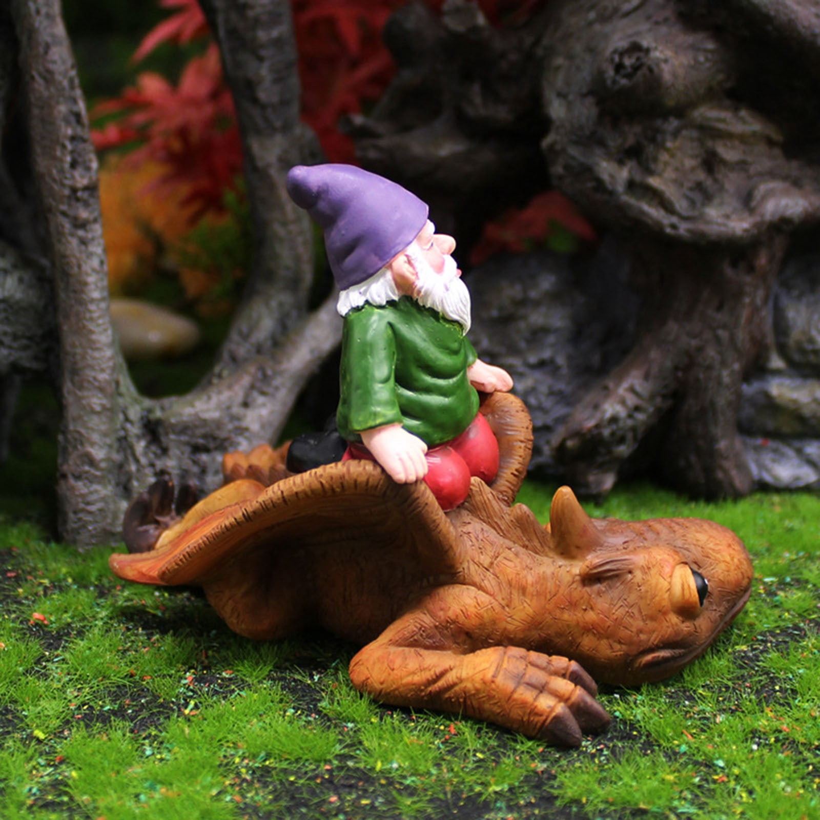 Pendant! Resin Garden Gnome Miniatures Dwarf Cute Dragon Garden Micro ...