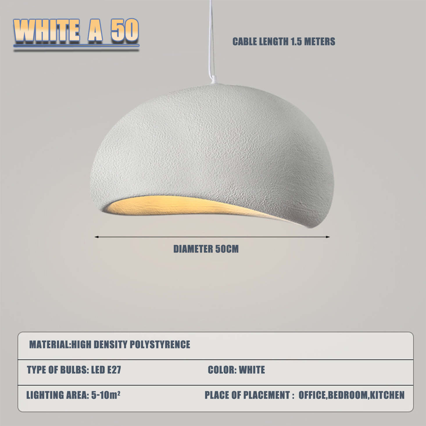 Pendant chandelier Japanese wabi-sabi style A 50cm White - Walmart.com