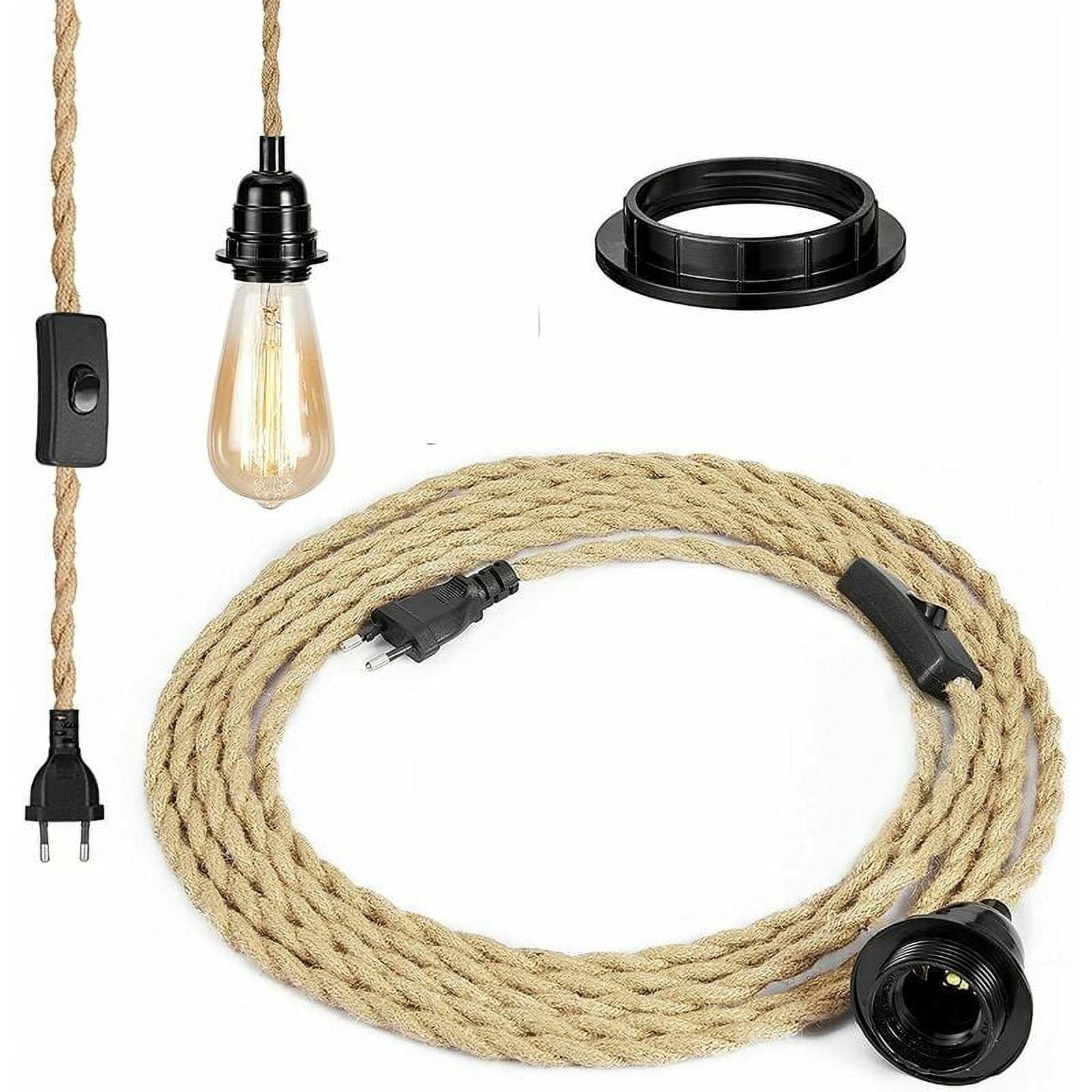 Pendant light rope, retro socket E27, with 4.6-meter wire and switch ...