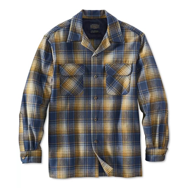 Pendleton Men's Plaid Wool Board Shirt, Brown Blue, Size S, Polyester ...
