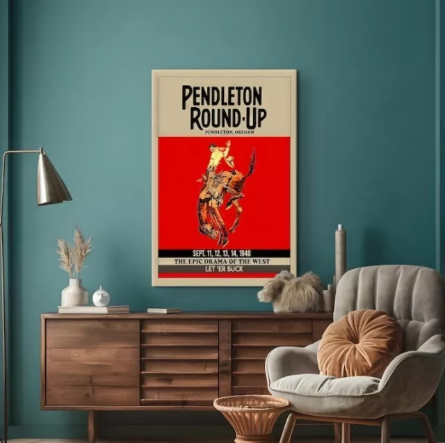 Pendleton Round Up Rodeo Poster, Western Home Decor NO FRAMED POSTER ...