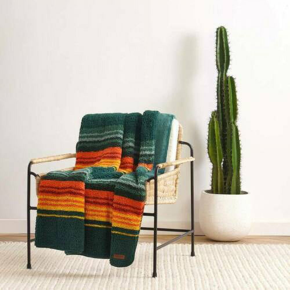 Pendleton Sherpa Fleece Throw 50" X 70" Hazel Creek, Green - Walmart.com