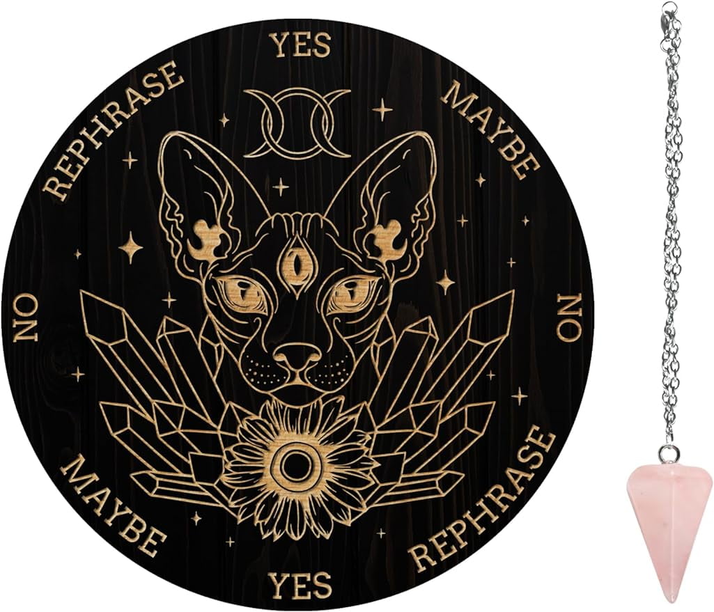 Pendulum Board Set Wooden Dowsing Divination Board Metaphysical Message ...