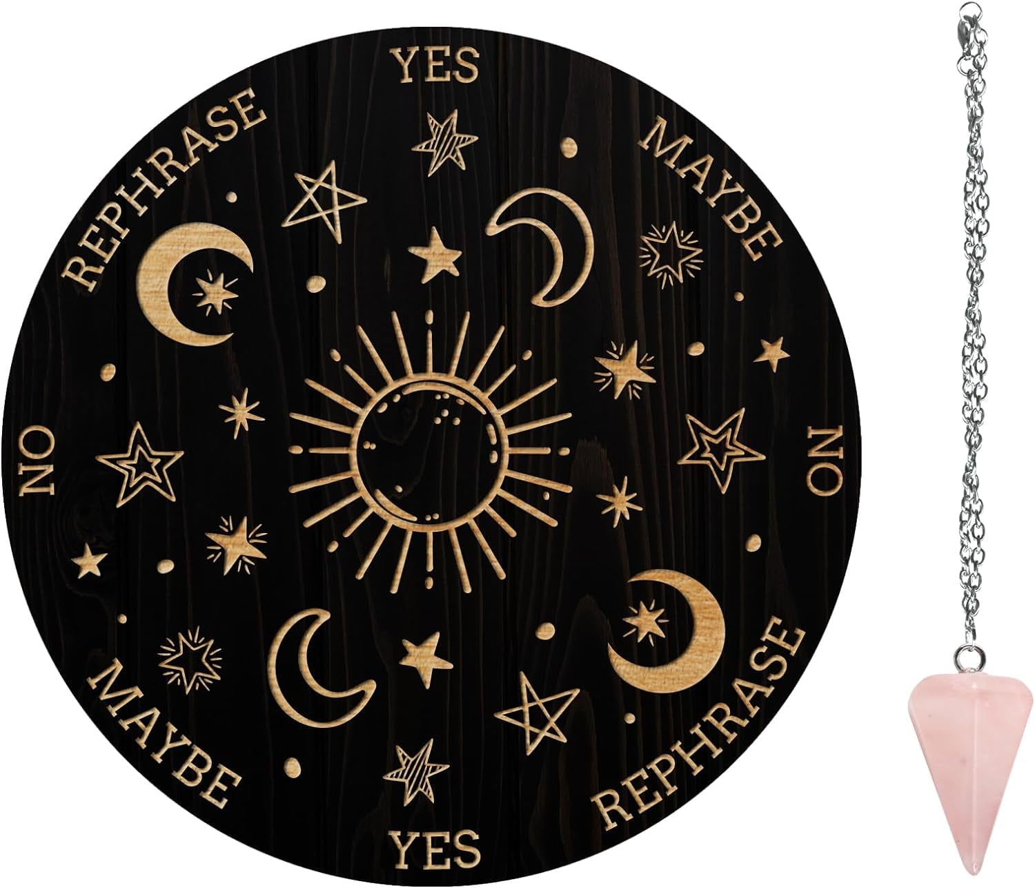 Pendulum Board Set Wooden Dowsing Divination Board Metaphysical Message ...