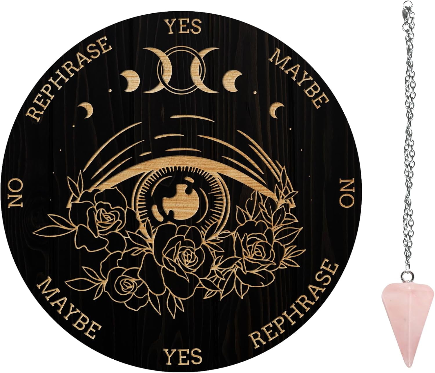 Pendulum Board Set Wooden Dowsing Divination Board Metaphysical Message ...