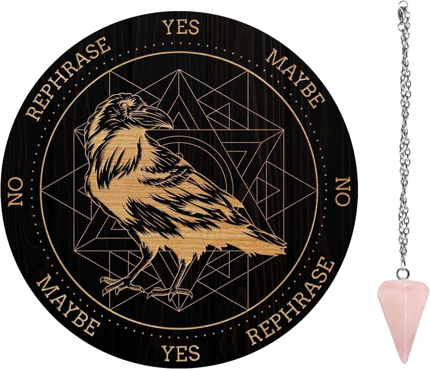 Pendulum Board Set Wooden Dowsing Divination Board Metaphysical Message ...