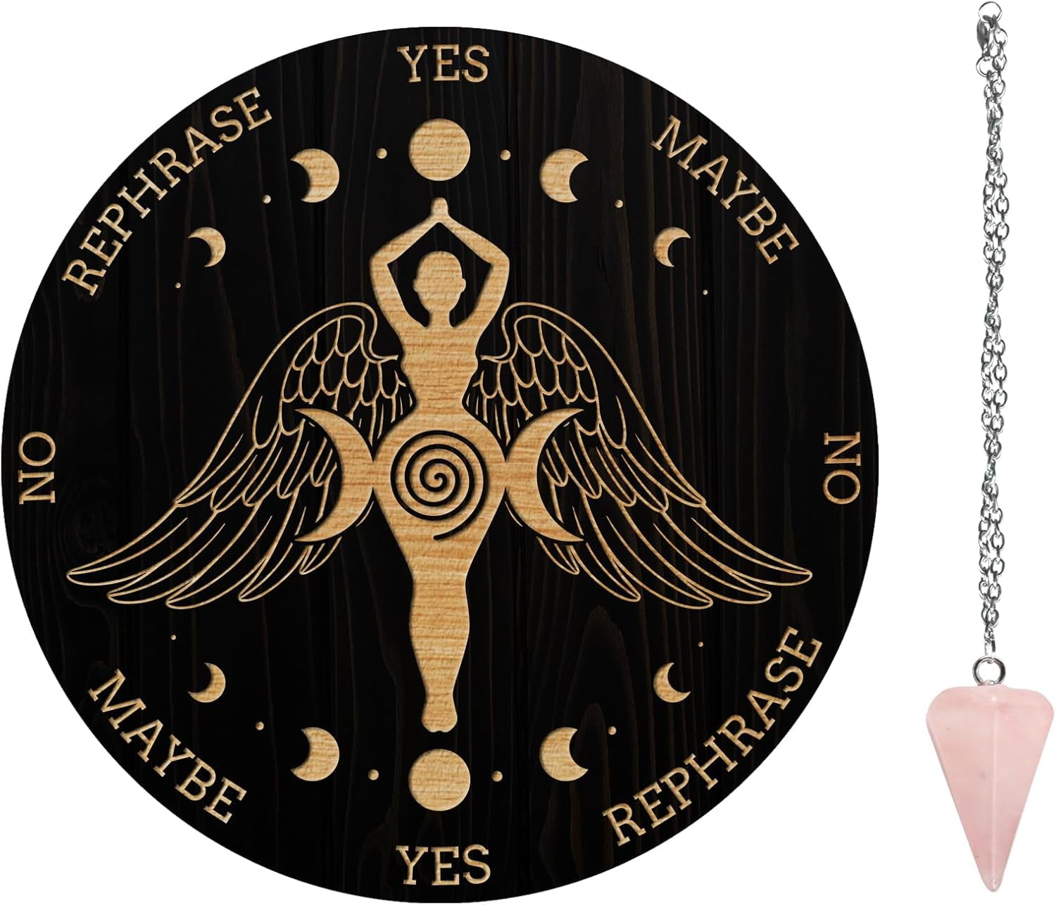 Pendulum Board Set Wooden Dowsing Divination Board Metaphysical Message ...