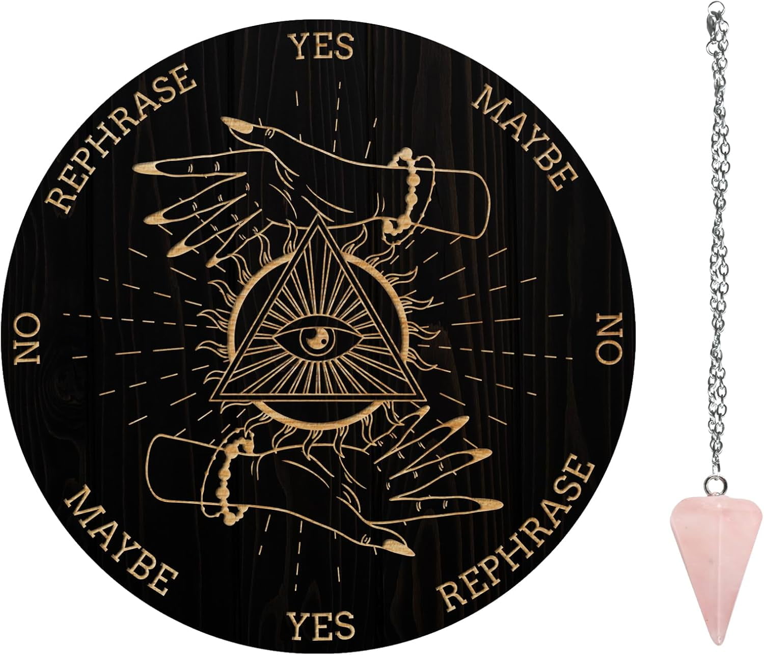 Pendulum Board Set Wooden Dowsing Divination Board Metaphysical Message ...