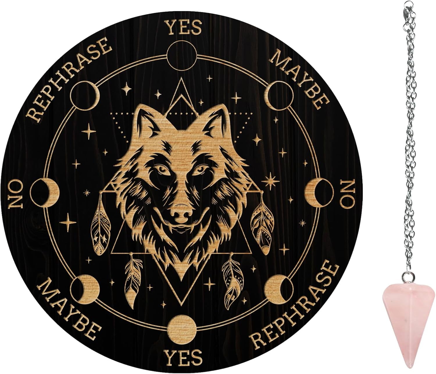 Pendulum Board Set Wooden Dowsing Divination Board Metaphysical Message ...