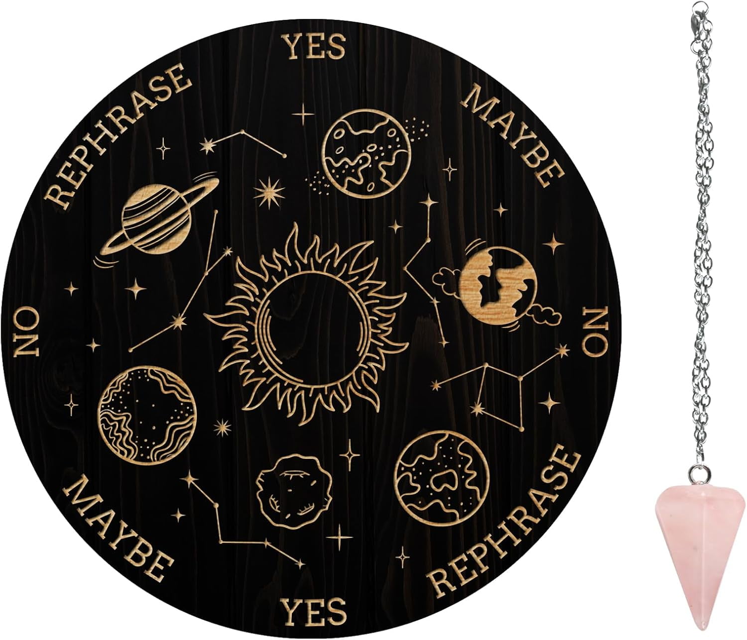 Pendulum Board Set Wooden Dowsing Divination Board Metaphysical Message ...