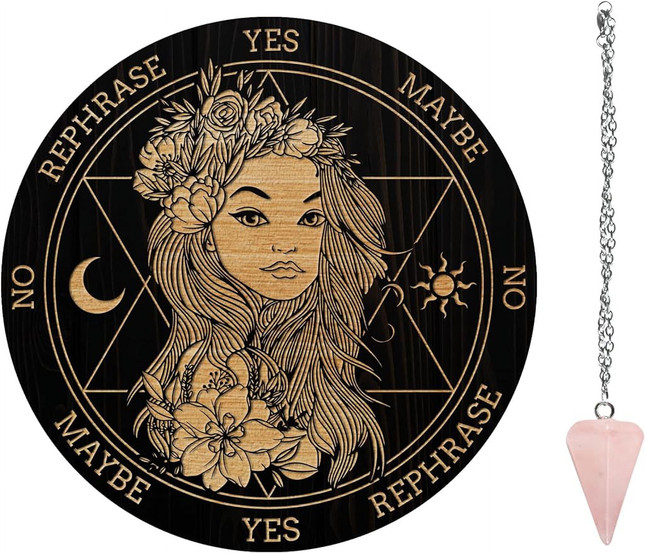 Pendulum Board Set Wooden Dowsing Divination Board Metaphysical Message ...