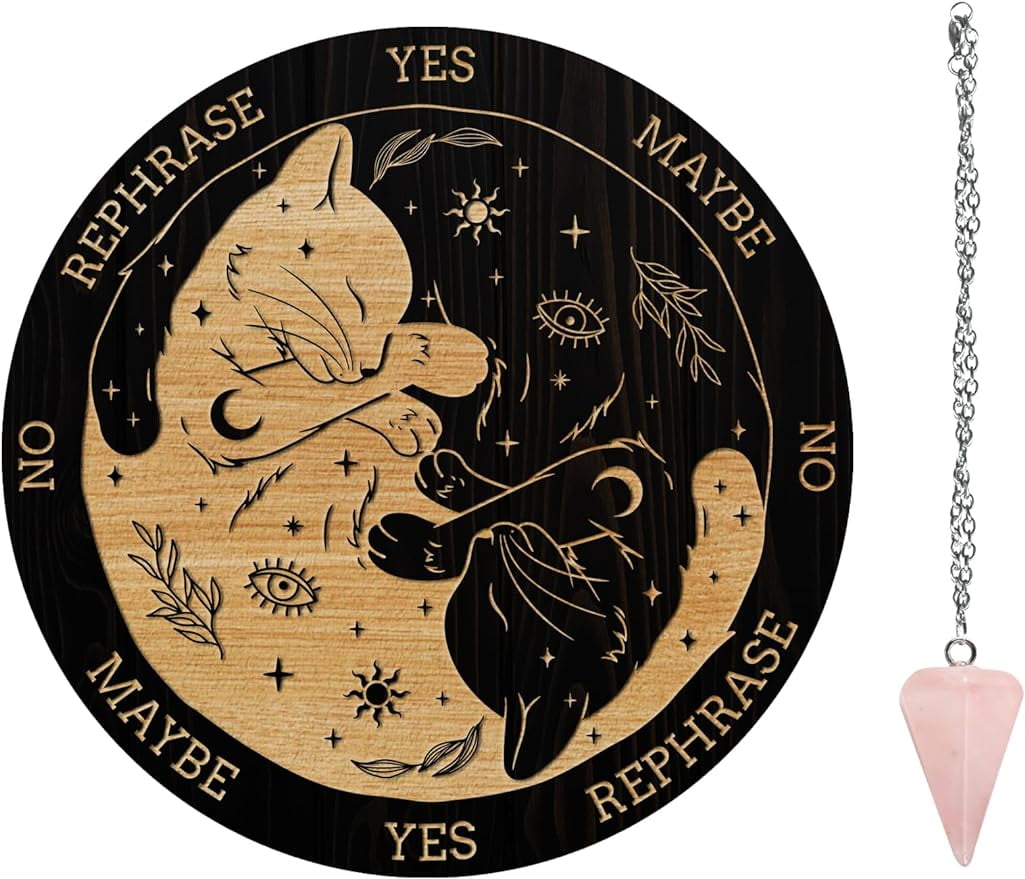 Pendulum Board Set Wooden Dowsing Divination Board Metaphysical Message ...