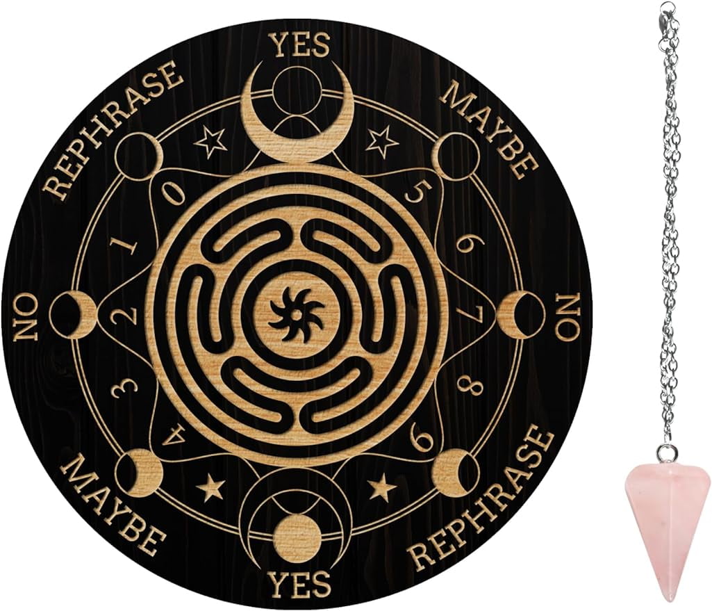 Pendulum Board Set Wooden Dowsing Divination Board Metaphysical Message ...