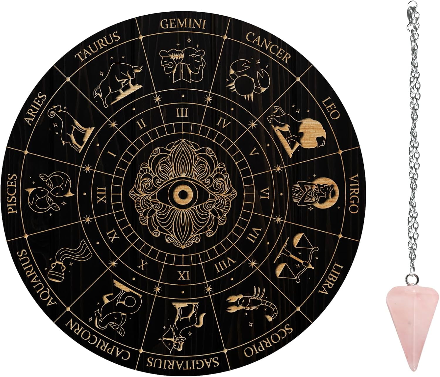 Pendulum Board Set Wooden Dowsing Divination Board Metaphysical Message ...