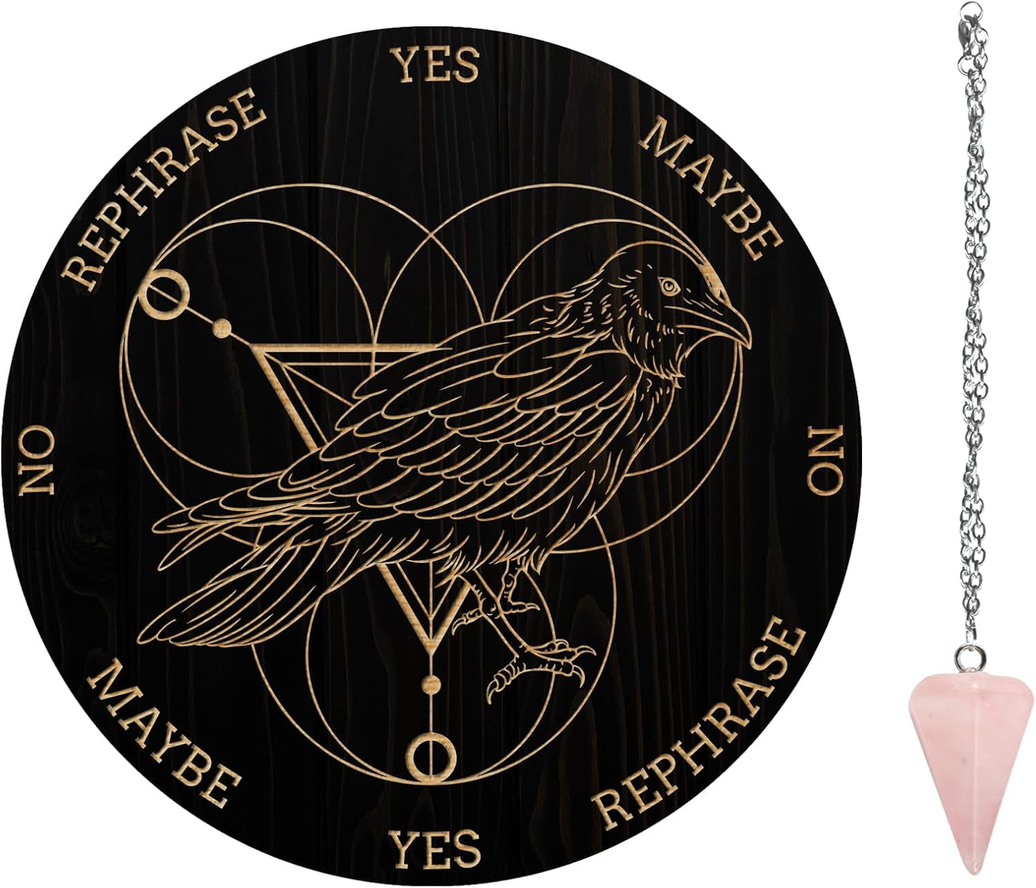 Pendulum Board Set Wooden Dowsing Divination Board Metaphysical Message ...
