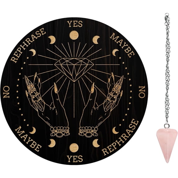 Pendulum Board Set Wooden Dowsing Divination Board Metaphysical Message ...