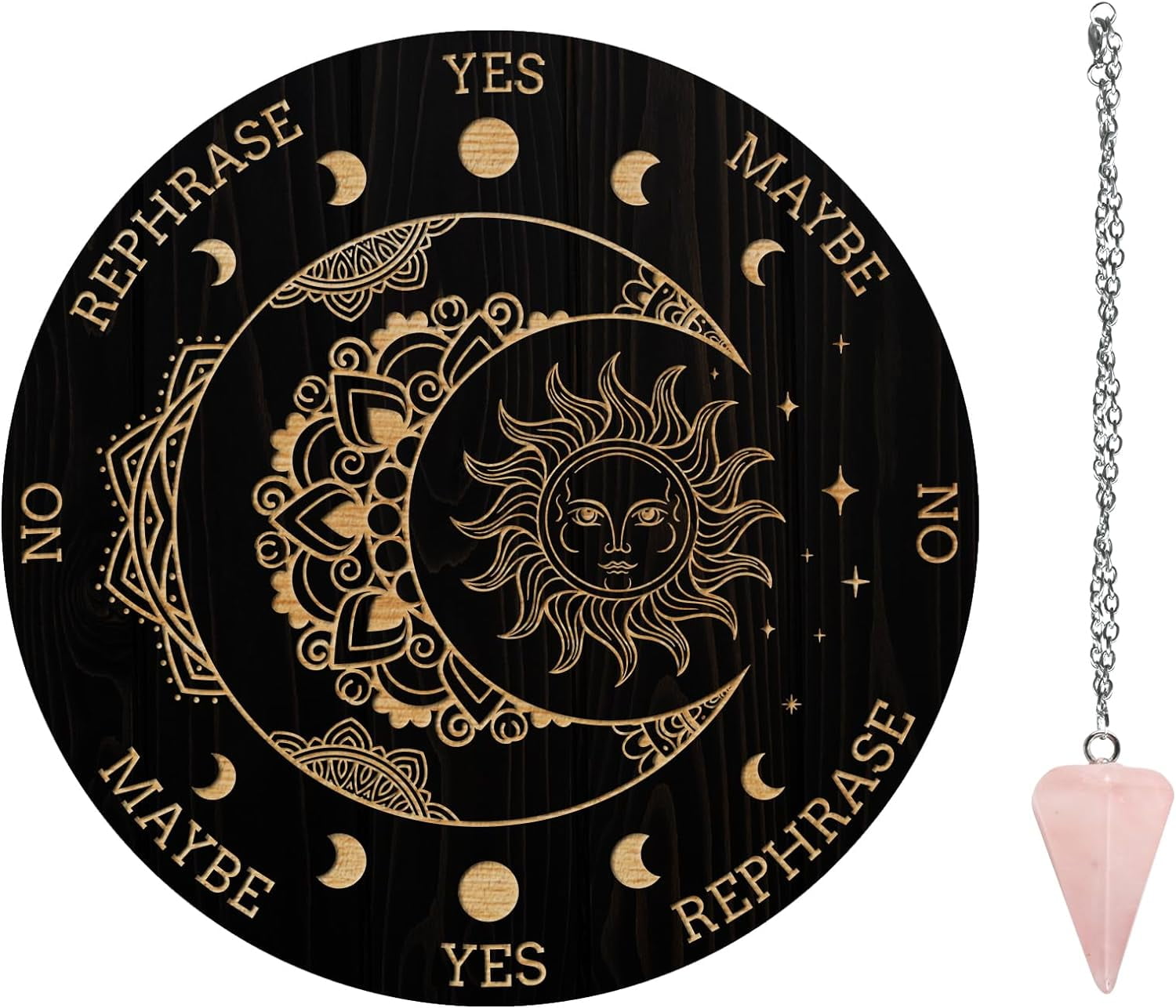 Pendulum Board Set Wooden Dowsing Divination Board Metaphysical Message ...