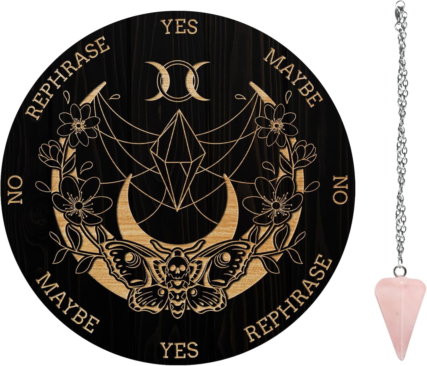 Pendulum Board Set Wooden Dowsing Divination Board Metaphysical Message ...