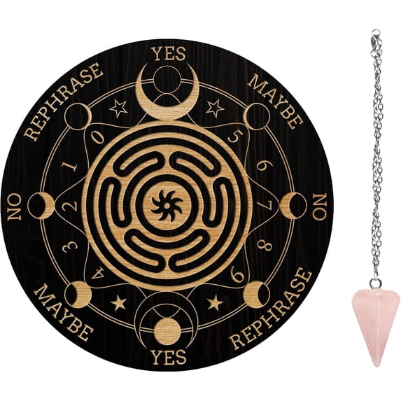 Pendulum Board Set Wooden Dowsing Divination Board Metaphysical Message ...