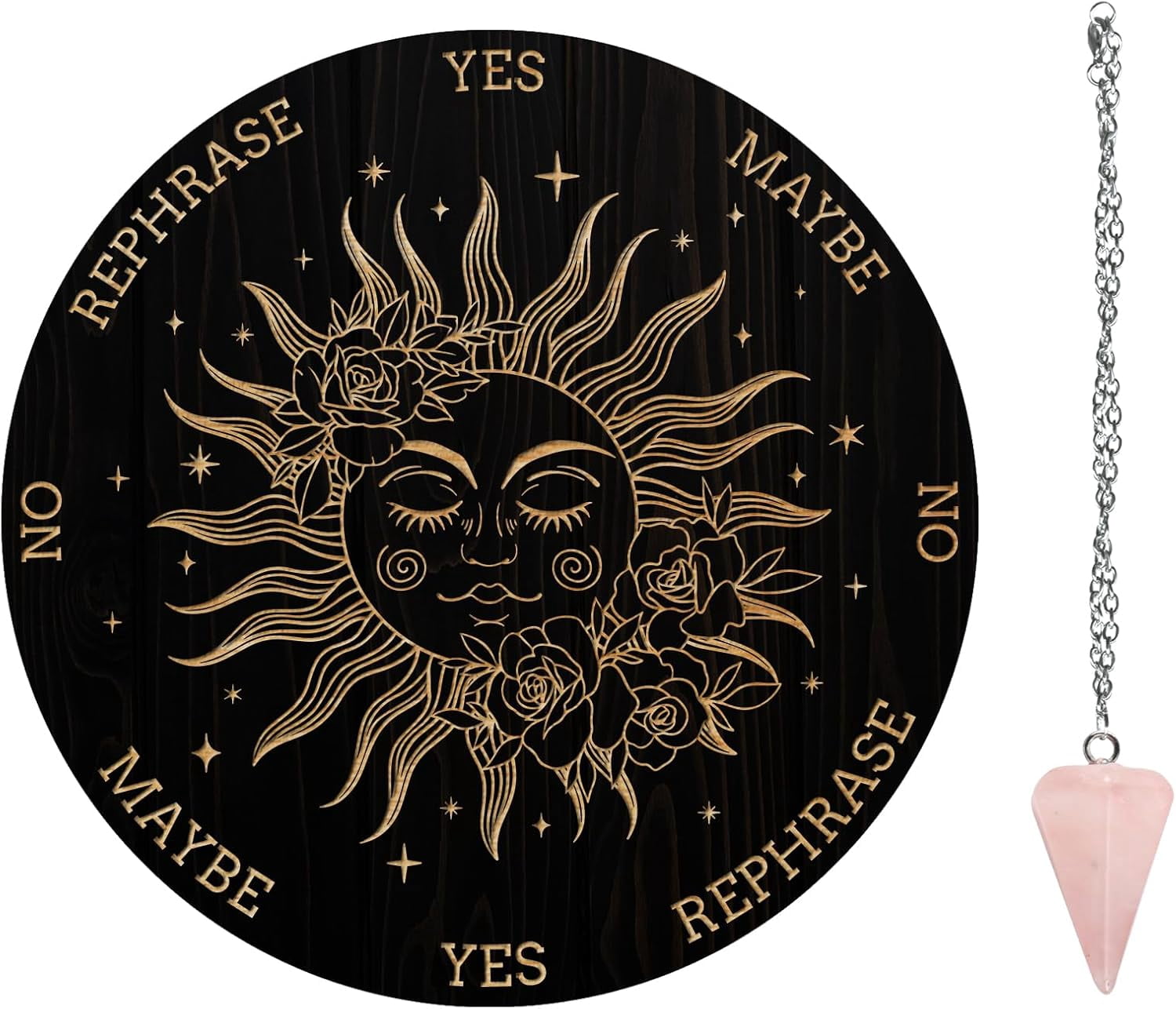 Pendulum Board Set Wooden Dowsing Divination Board Metaphysical Message ...
