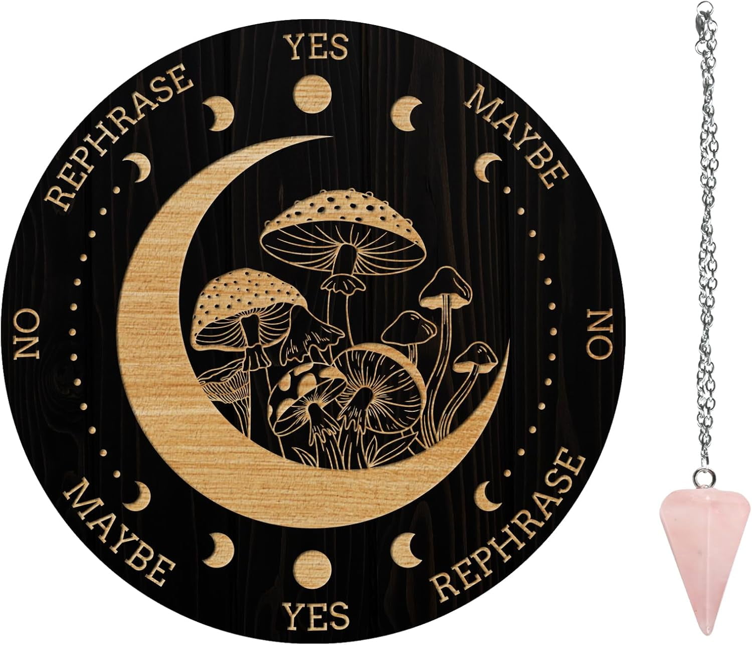 Pendulum Board Set Wooden Dowsing Divination Board Metaphysical Message ...