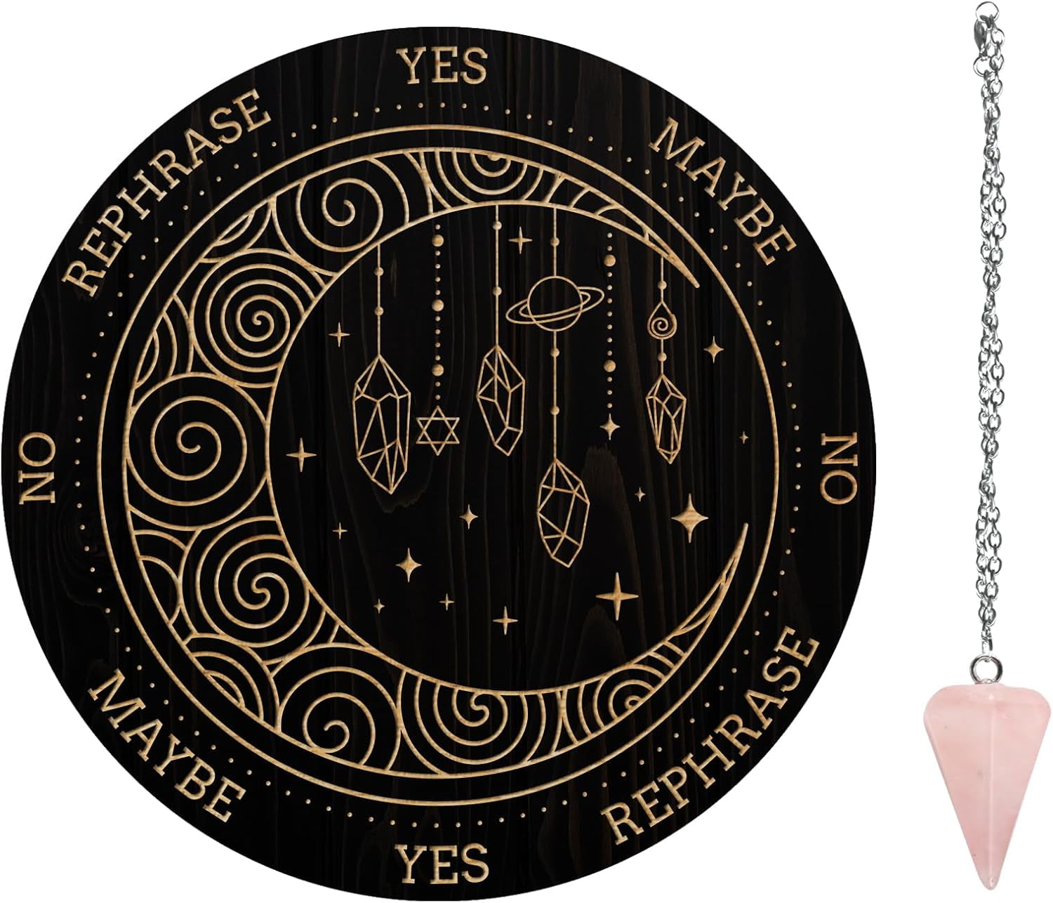 Pendulum Board Set Wooden Dowsing Divination Board Metaphysical Message ...