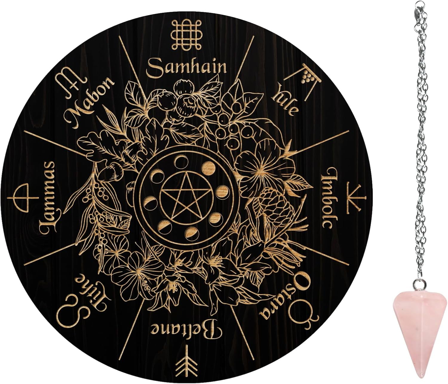 Pendulum Board Set Wooden Dowsing Divination Board Metaphysical Message ...