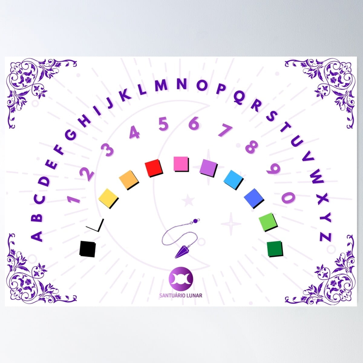 Pendulum Chart With Letters, Numbers And Colors Poster Wall Art, Modern ...