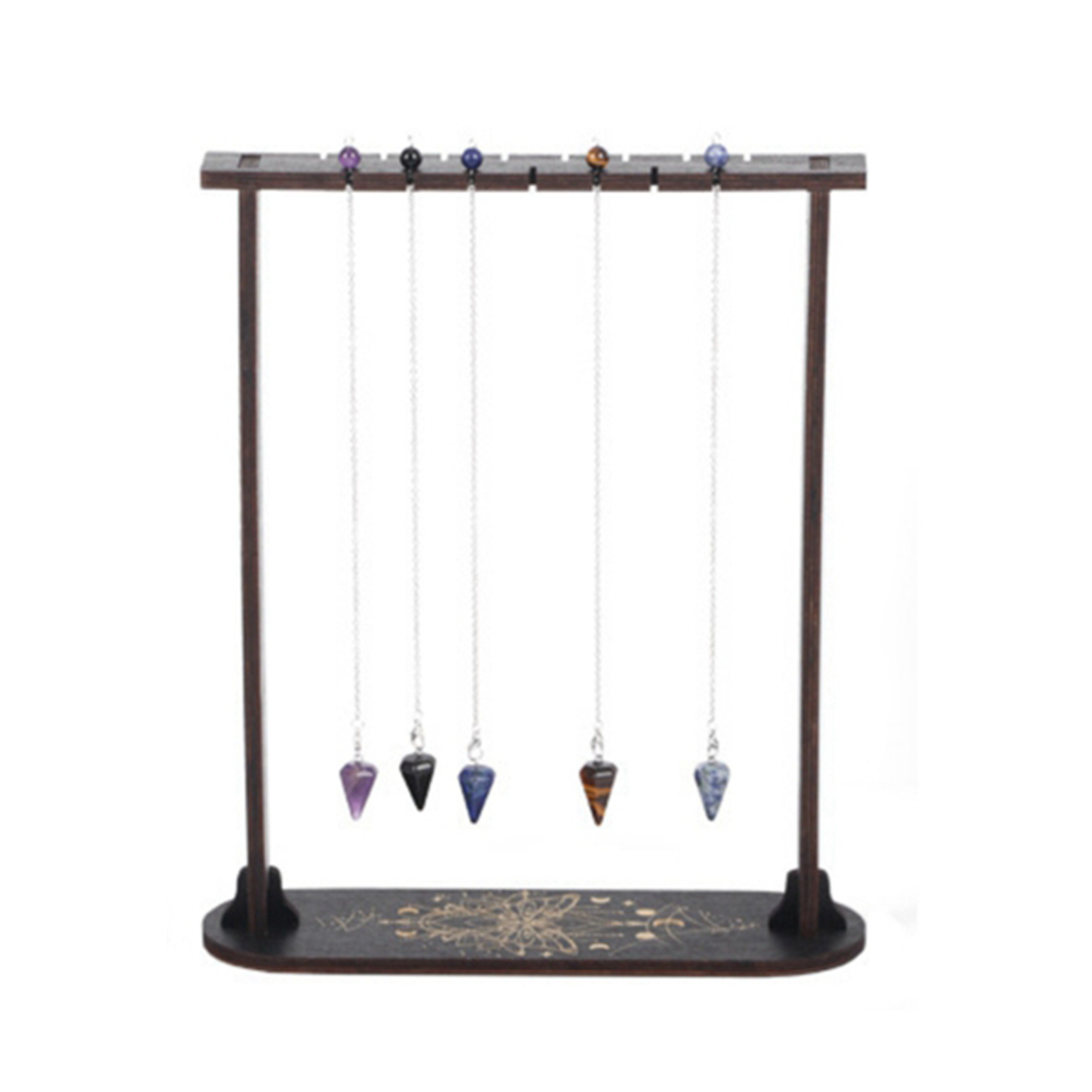Pendulum Crystal Display Holder, Wood Witch Rock Stone Stand, Moon ...