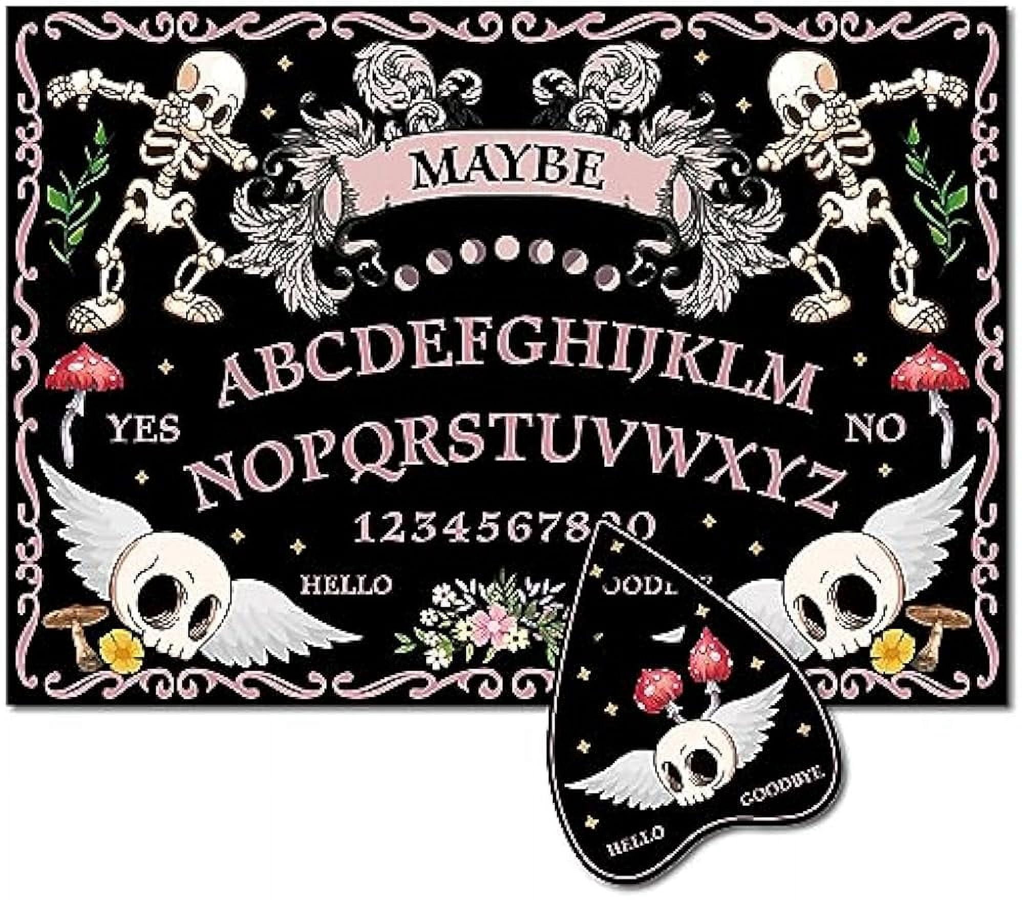Pendulum Dowsing Divination Board Set Black Pink Skull Wood Spirit ...