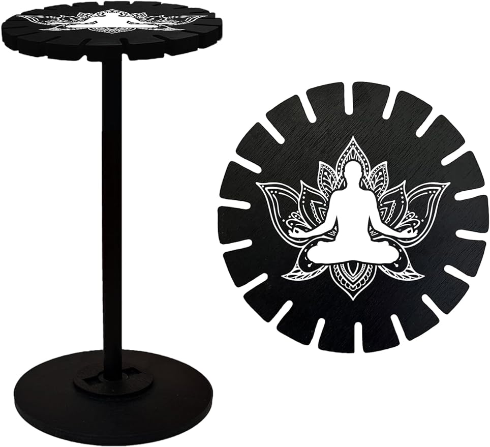 Pendulum Holder Crystal Shelf Wooden Pendulum Display Rack with Lotus ...