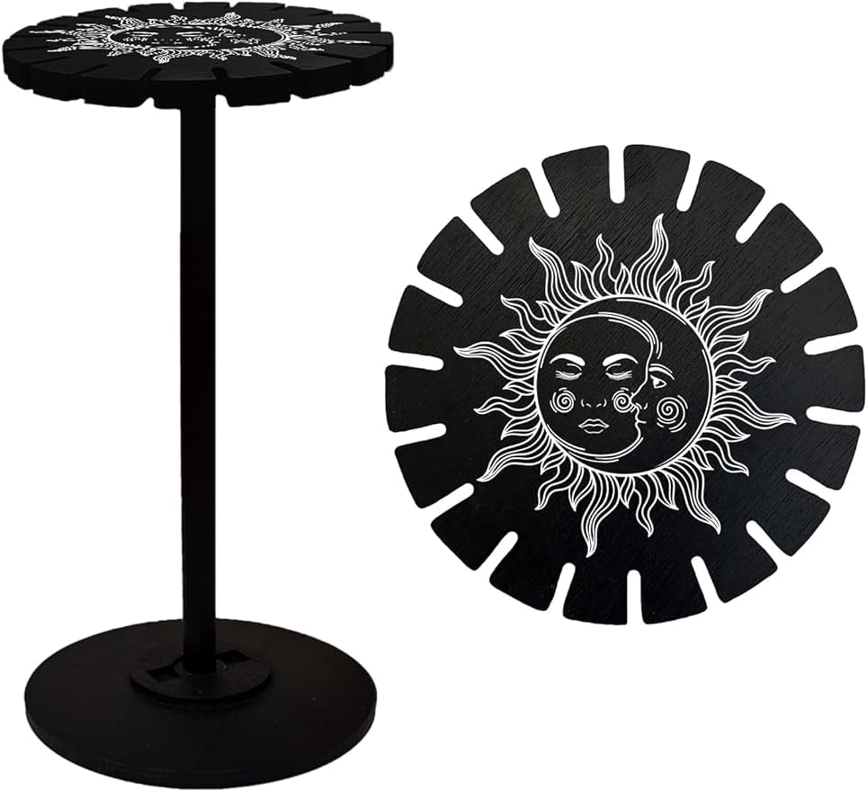 Pendulum Holder Crystal Shelf Wooden Pendulum Display Rack with Sun ...