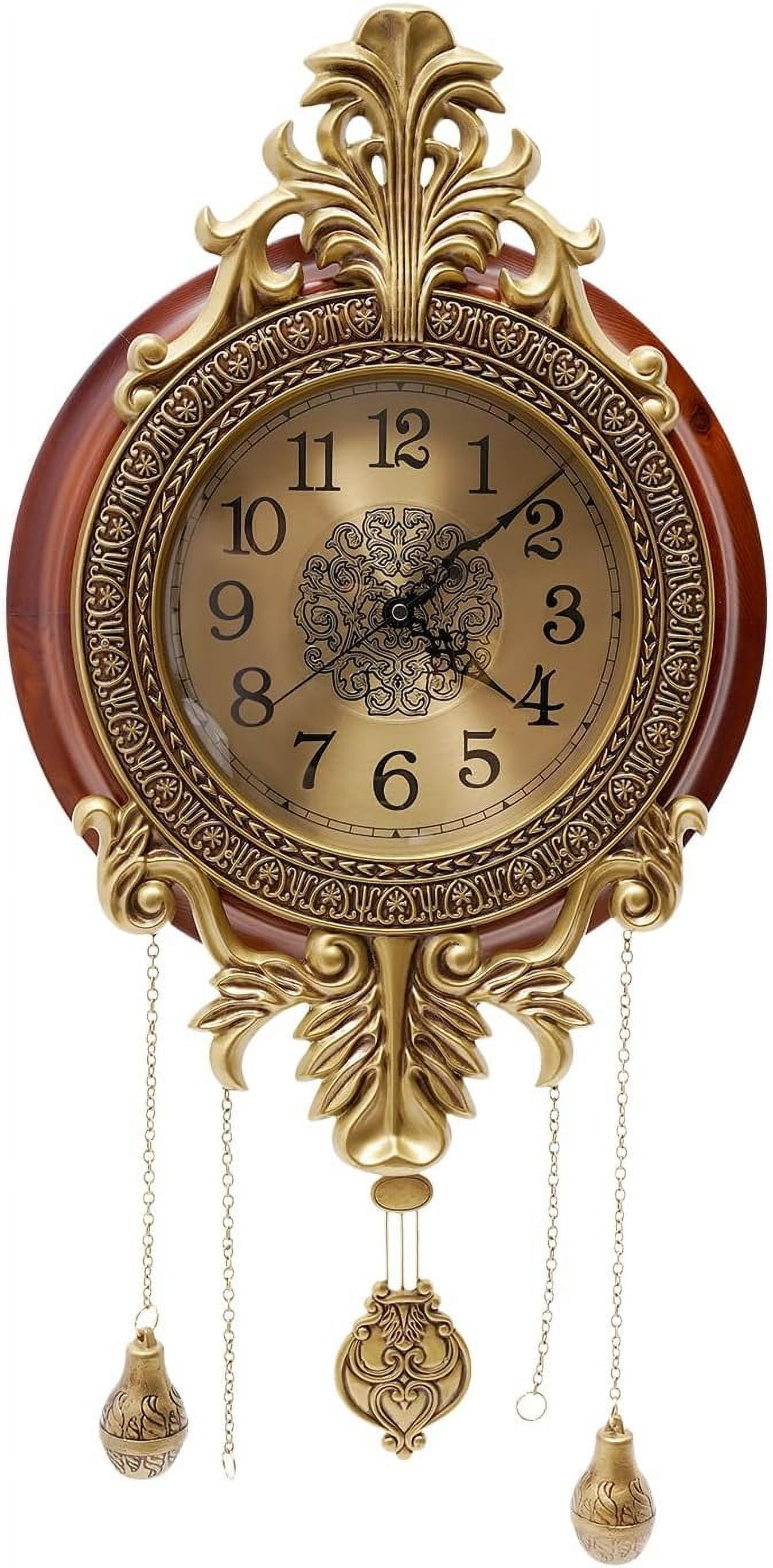 Pendulum Wall Clock, Vintage Wall Clocks Battery Operated Large Fancy ...