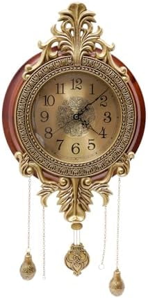 Pendulum Wall Clock, Vintage Wall Clocks Battery Operated Large Fancy Antique Clock, Elegant ...
