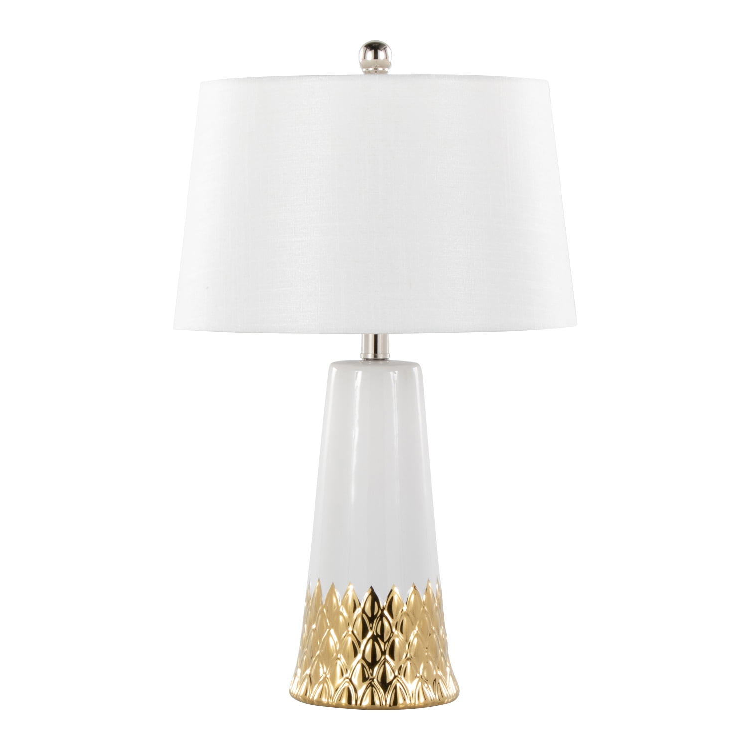 Penelope 22” Contemporary Ceramic Table Lamp with White & Gold Ceramic ...