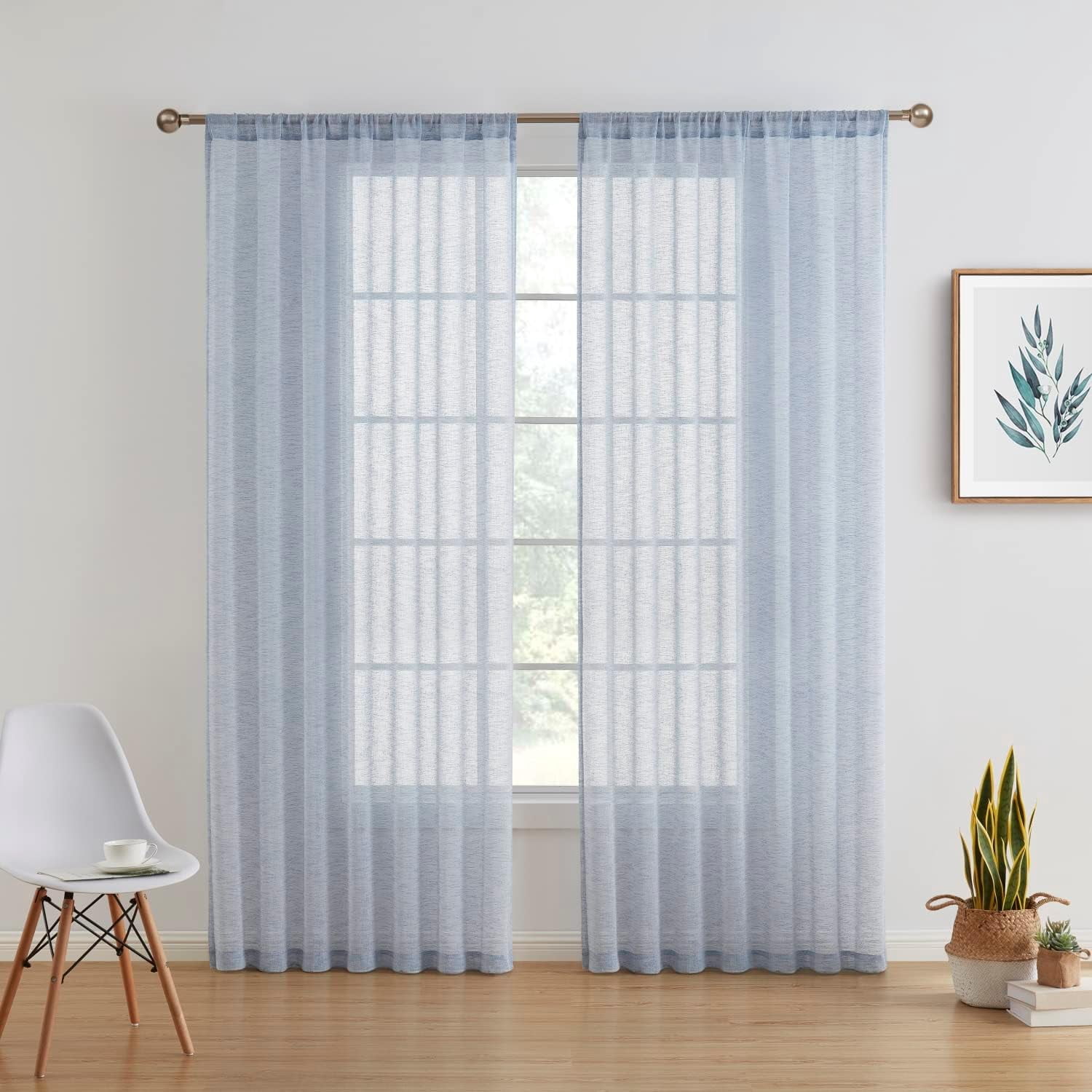 Penelope Faux Linen Textured Semi Sheer Privacy Sun Light Filtering ...
