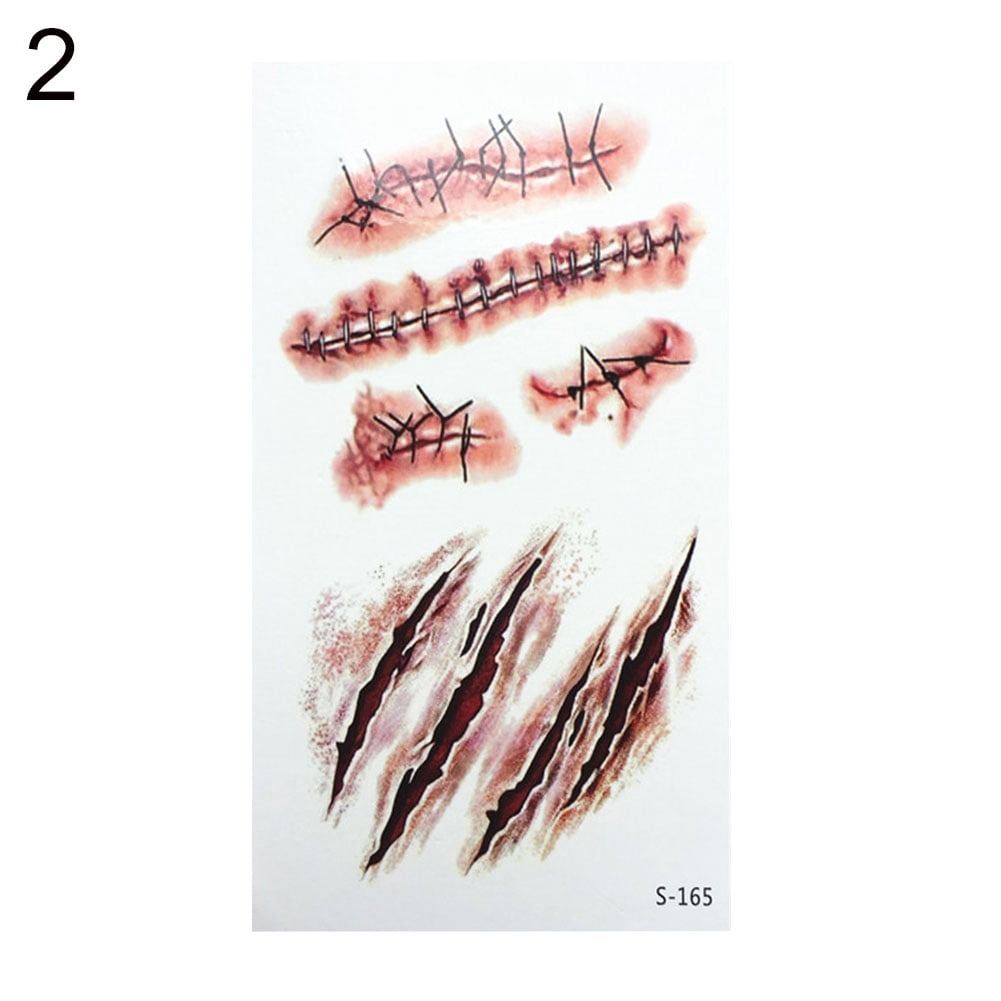 Pengpengfang 3D Halloween Bloody Scar Temporary Tattoo Sticker Cosplay ...