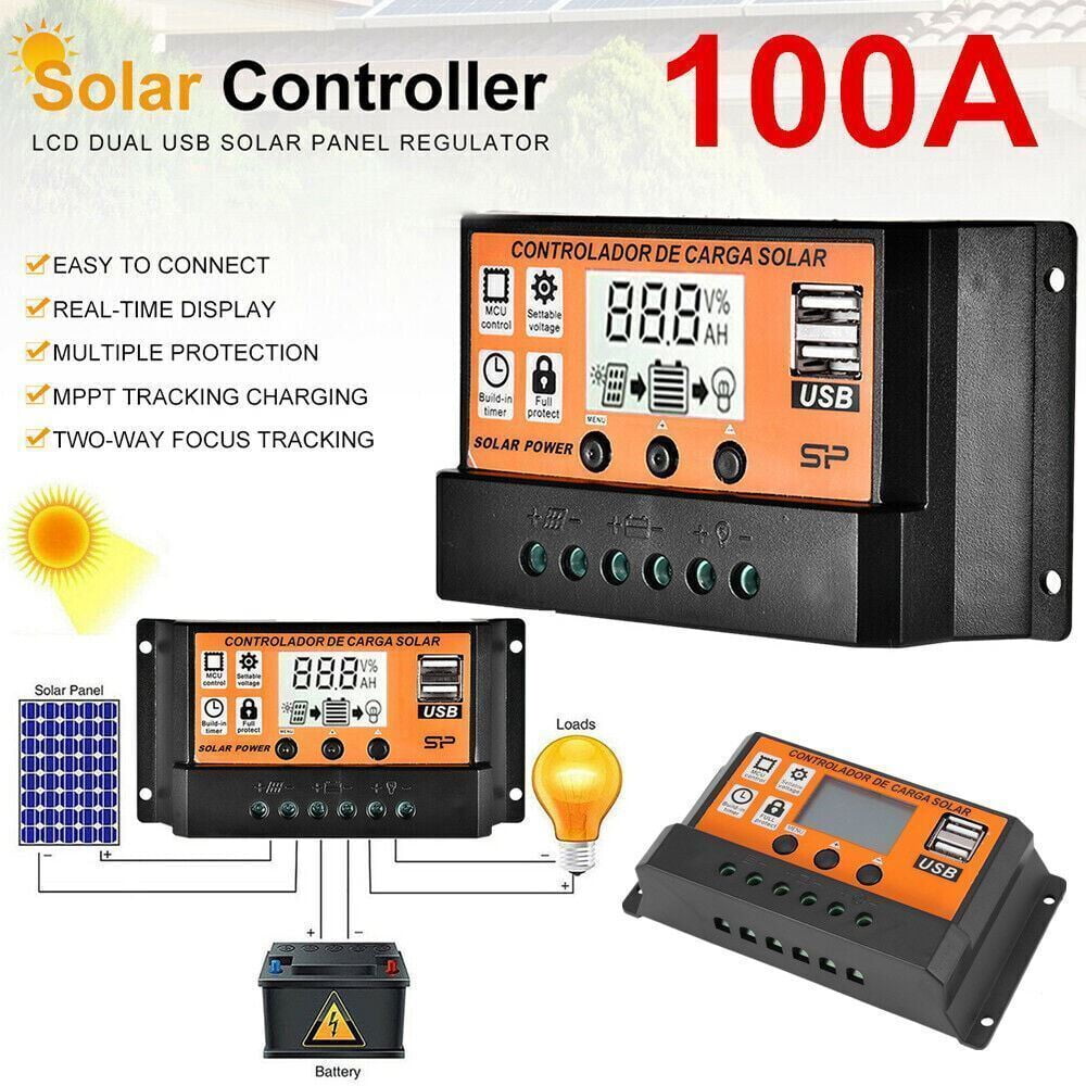 Pengug 100A MPPT Solar Panel Regulator Charge Controller Auto Focus Tracking 12/24V US - Walmart.com
