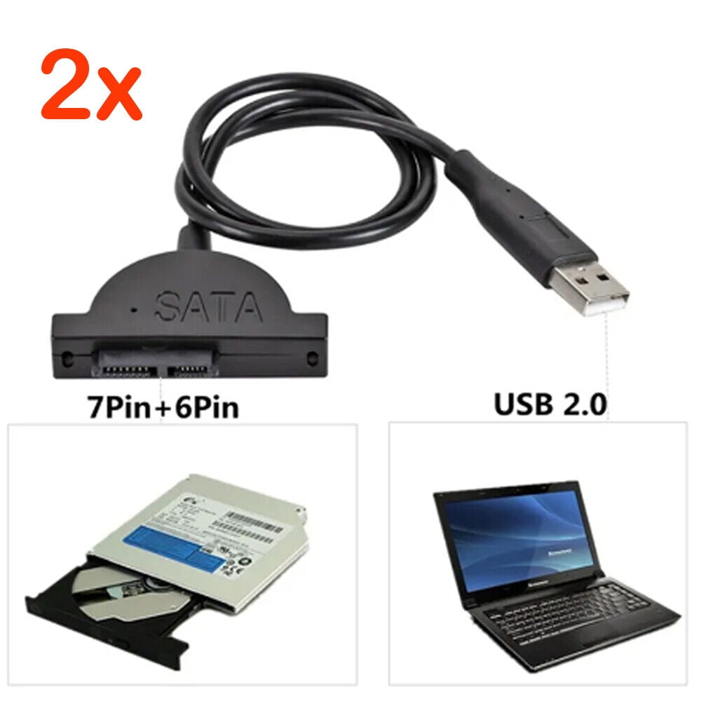 Pengug 2 x USB 2.0 to Mini SATA 7+6 13Pin Adapter Cable for Laptop CD ...