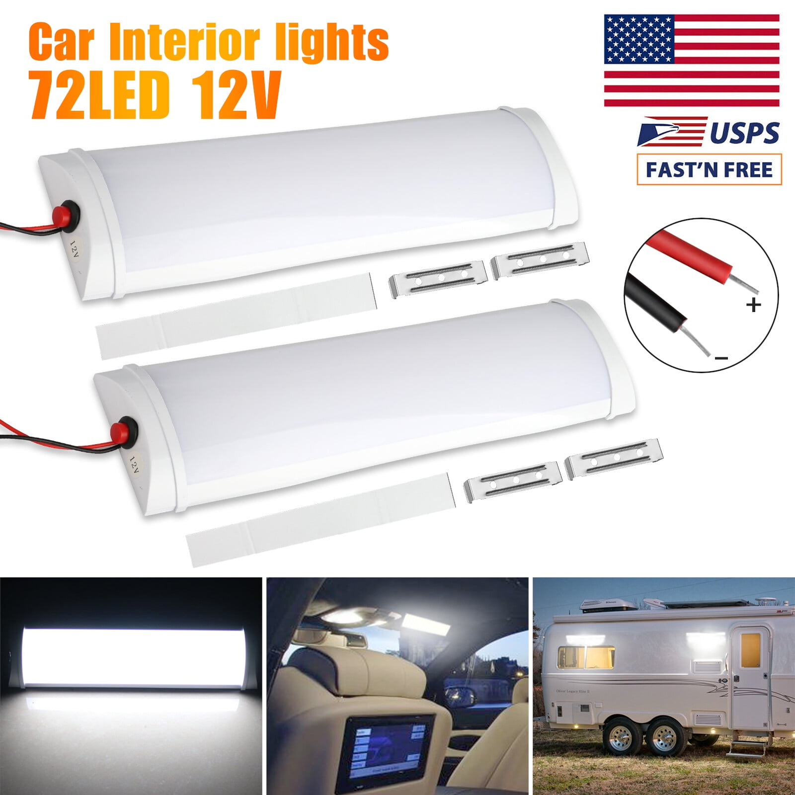 Pengug 2x 12V 72 LED Car Interior Roof Light Ceiling Dome Lamp RV ...
