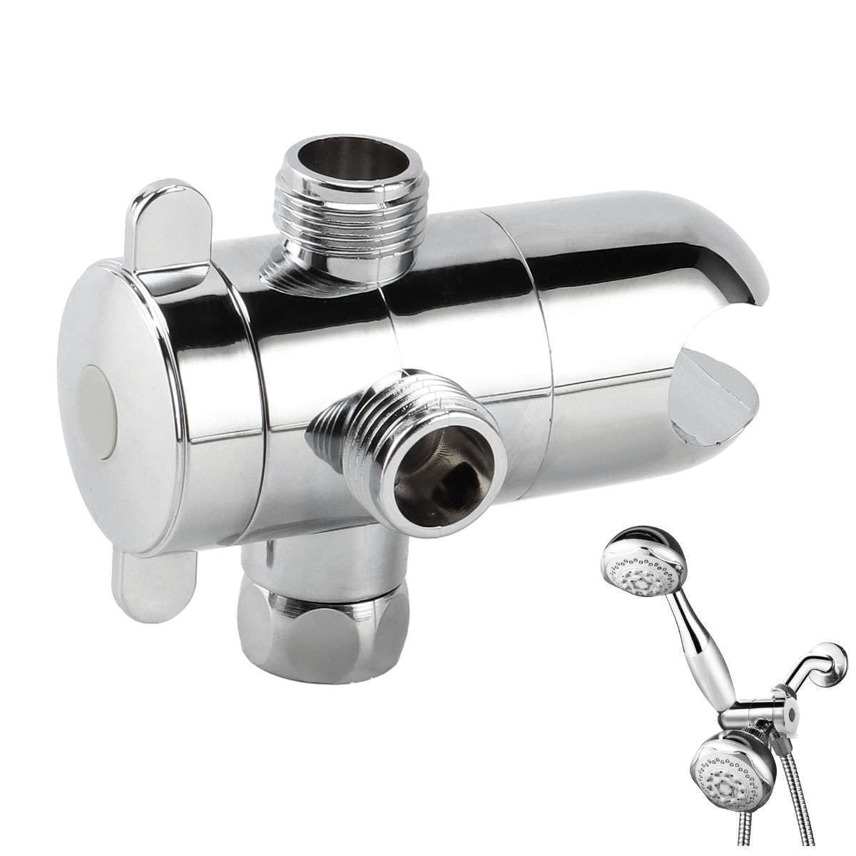 Pengug 3-Way ABS Bathroom Shower Head Diverter Valve Sprayer Arm Mount ...