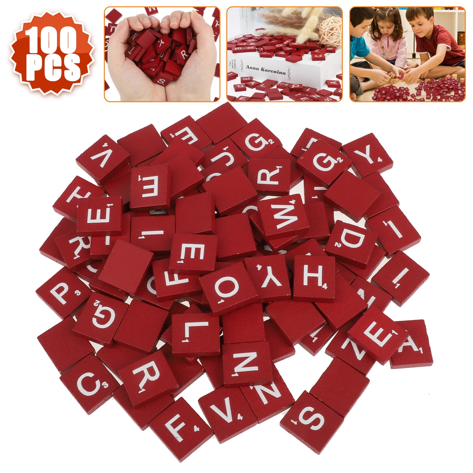 Pengug 300 PCS Wood Scrabble Tiles Replacement Wooden Alphabet Pick ...