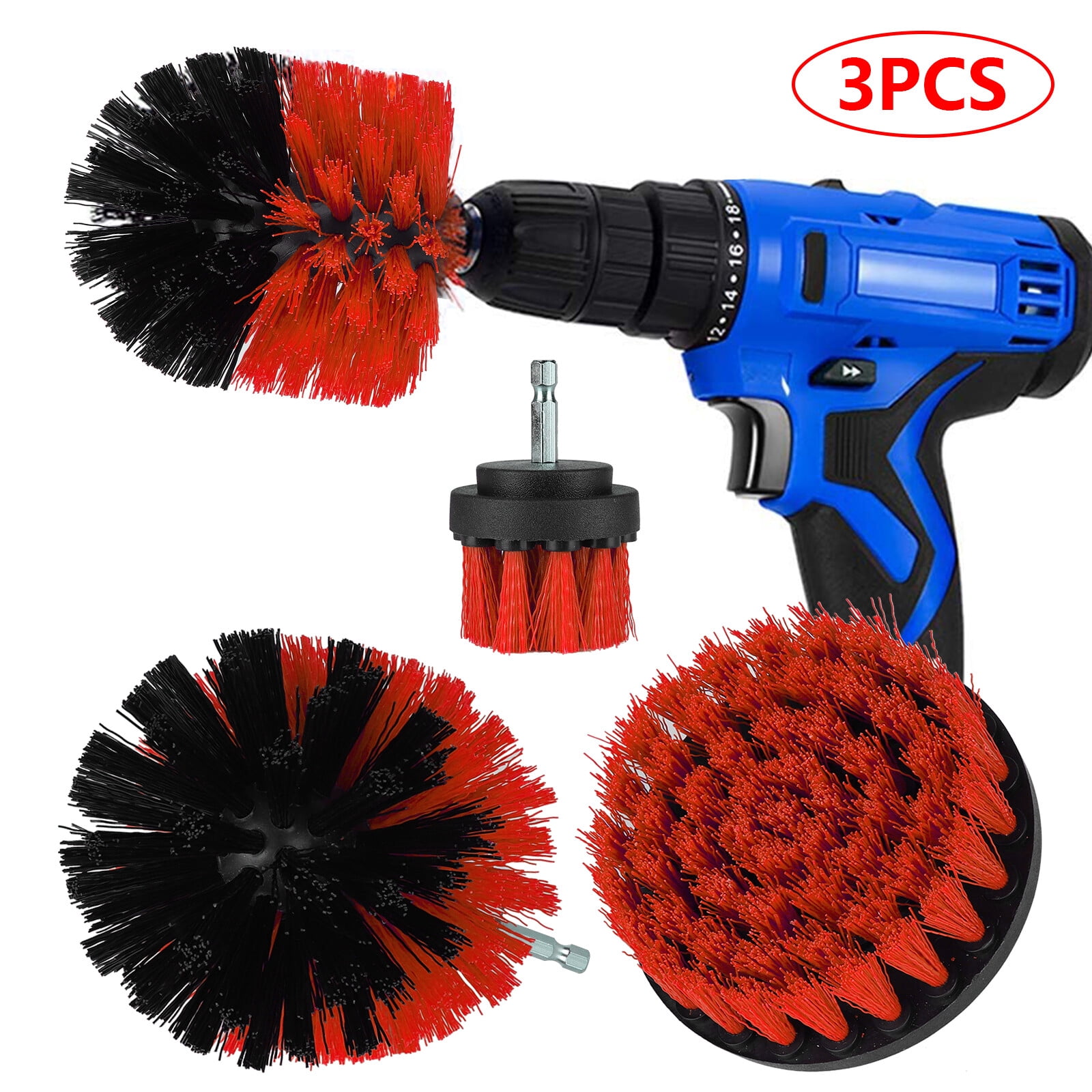Pengug 3Pcs Car Wheel Tire Rim Scrub Cleaning Brush Drill Kit Wash ...