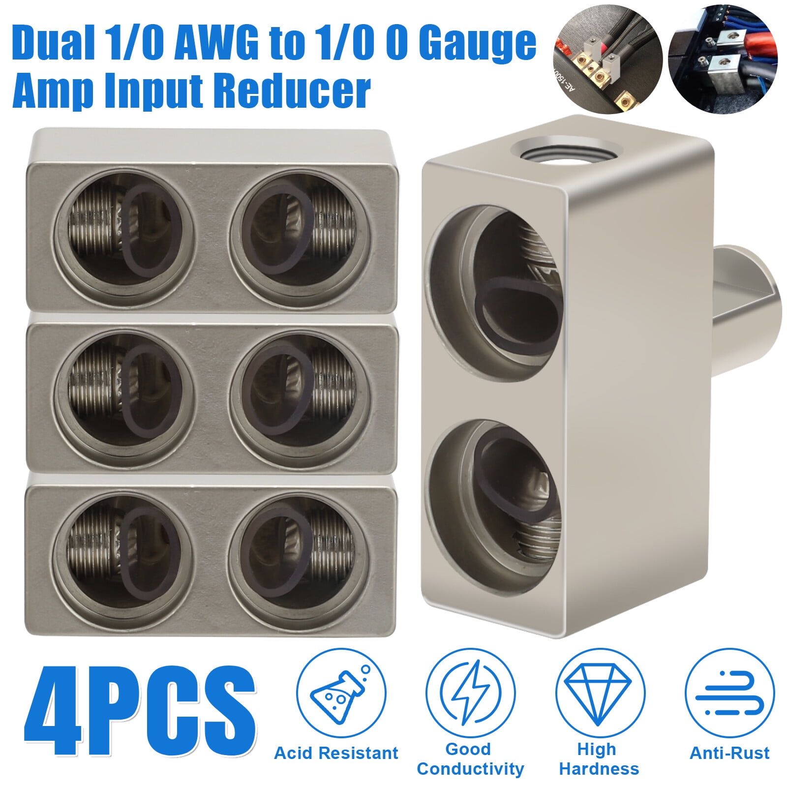 Pengug 4 x Car Audio Power Ground 1/0 AWG to 1/0 0 Gauge Offset Amp ...