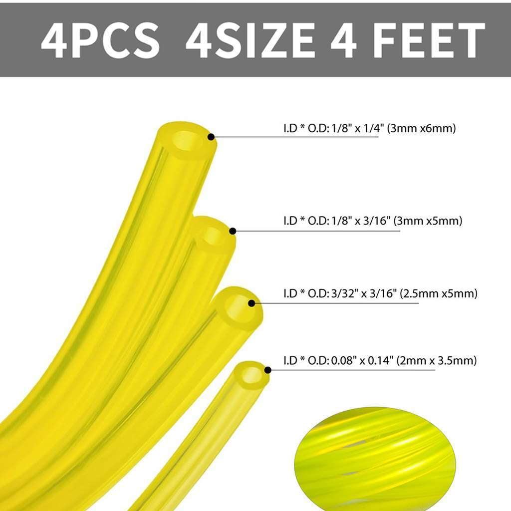 Pengug 4x Fuel Line Hose Tygon Tube with 4 Sizes Tubing for Common 2 ...