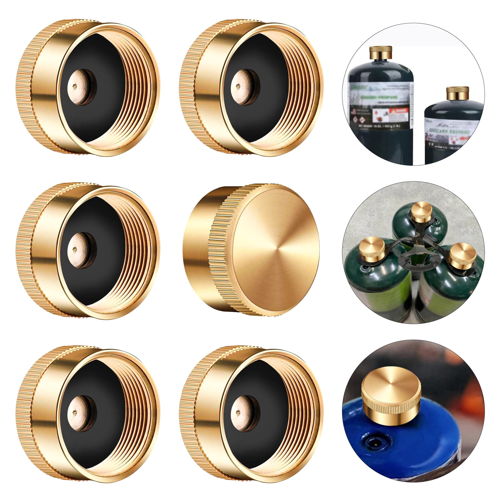 Pengug 6pcs Solid Brass Cap for Refill 1 LB Propane Bottle Gas Tank ...